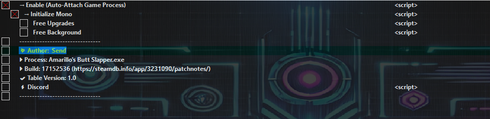 Amarillo's Butt Slapper Cheat Table - Sintrix.net