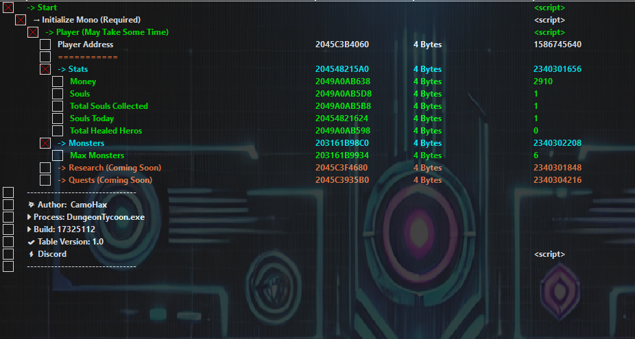 Dungeon Tycoon Cheat Table - Sintrix.net